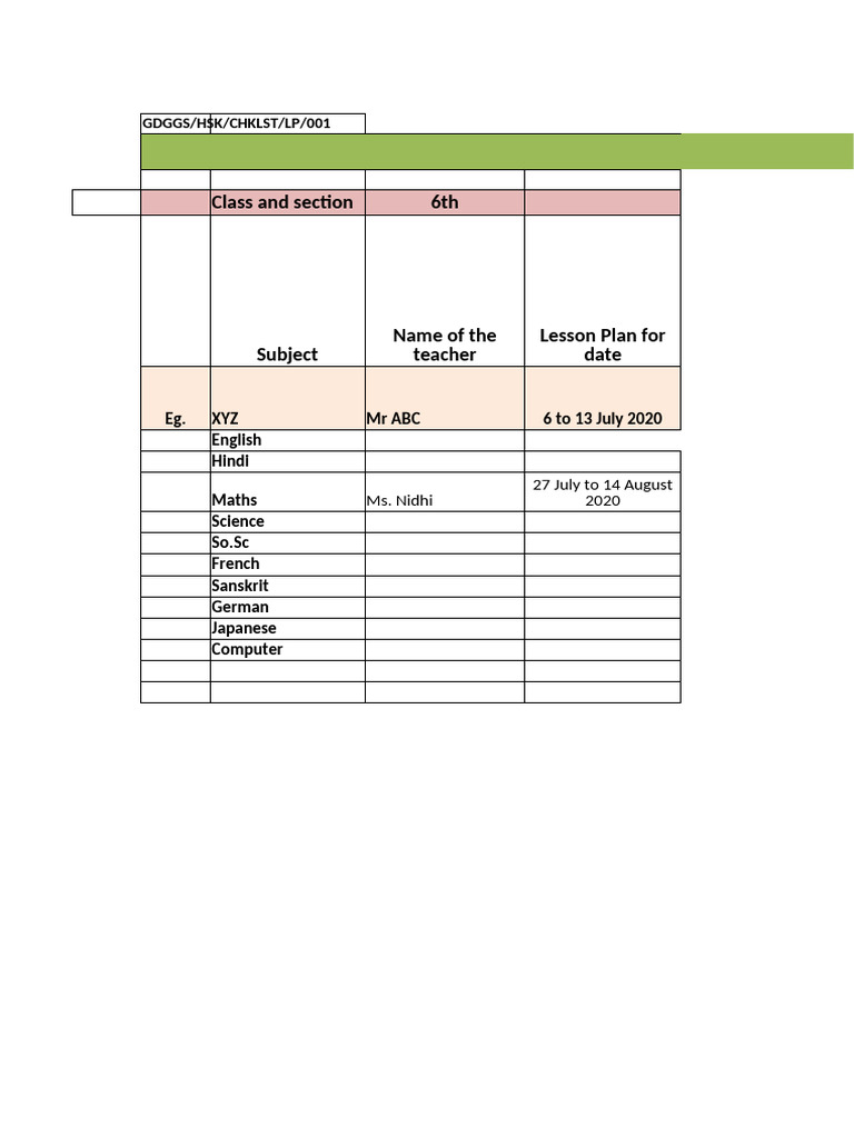 6th Math Checklist For Lesson Plan (27July-01Aug) | PDF