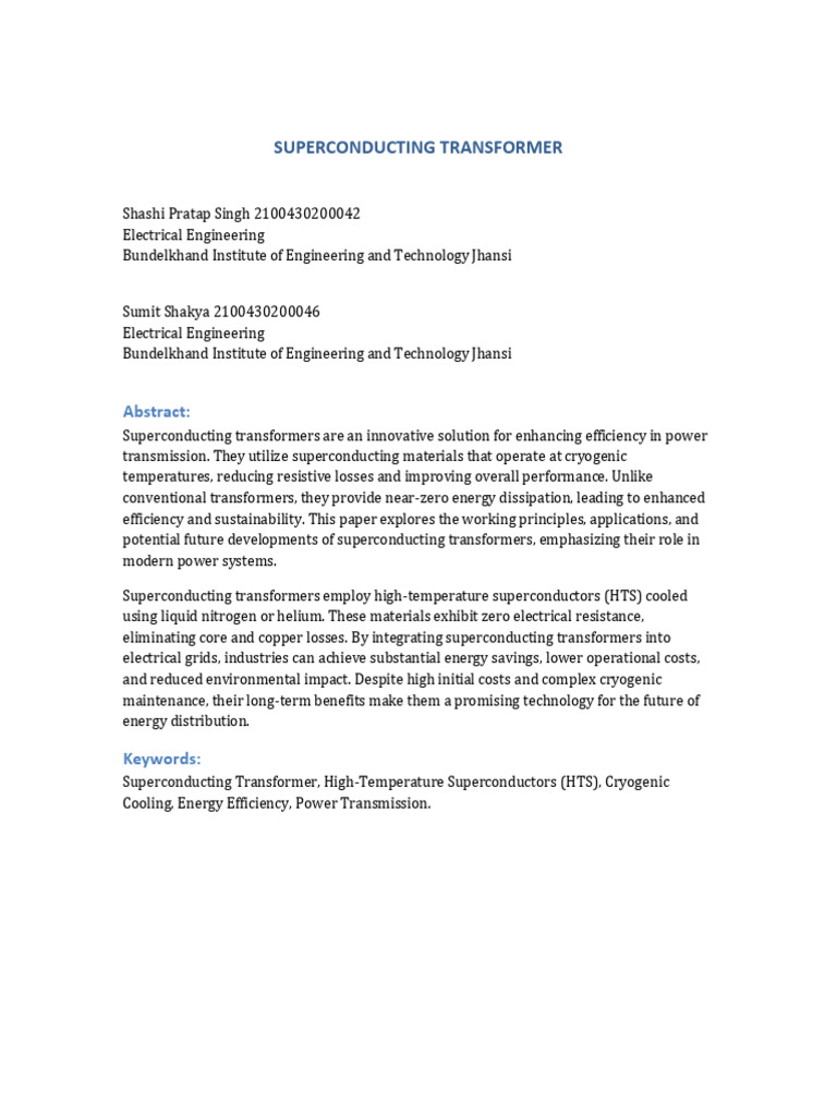 Superconducting Transformer Format | PDF
