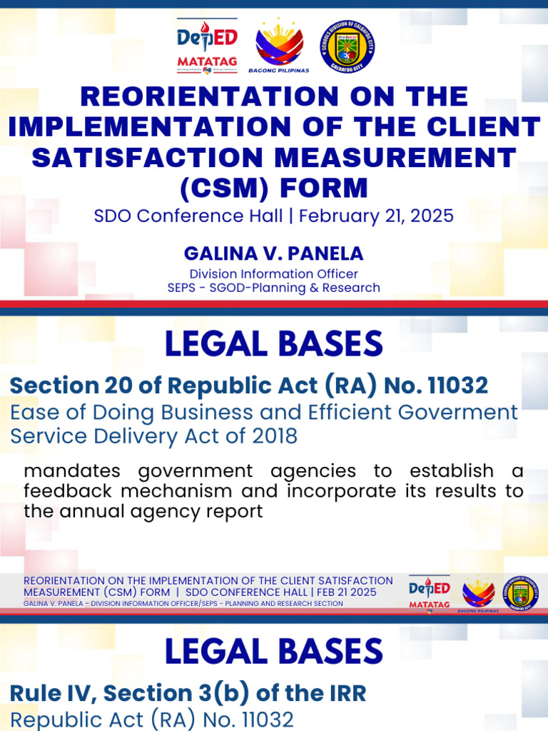 Presentation - Feb 21 2025 - REORIENTATION ON THE IMPLEMENTATION OF THE ...