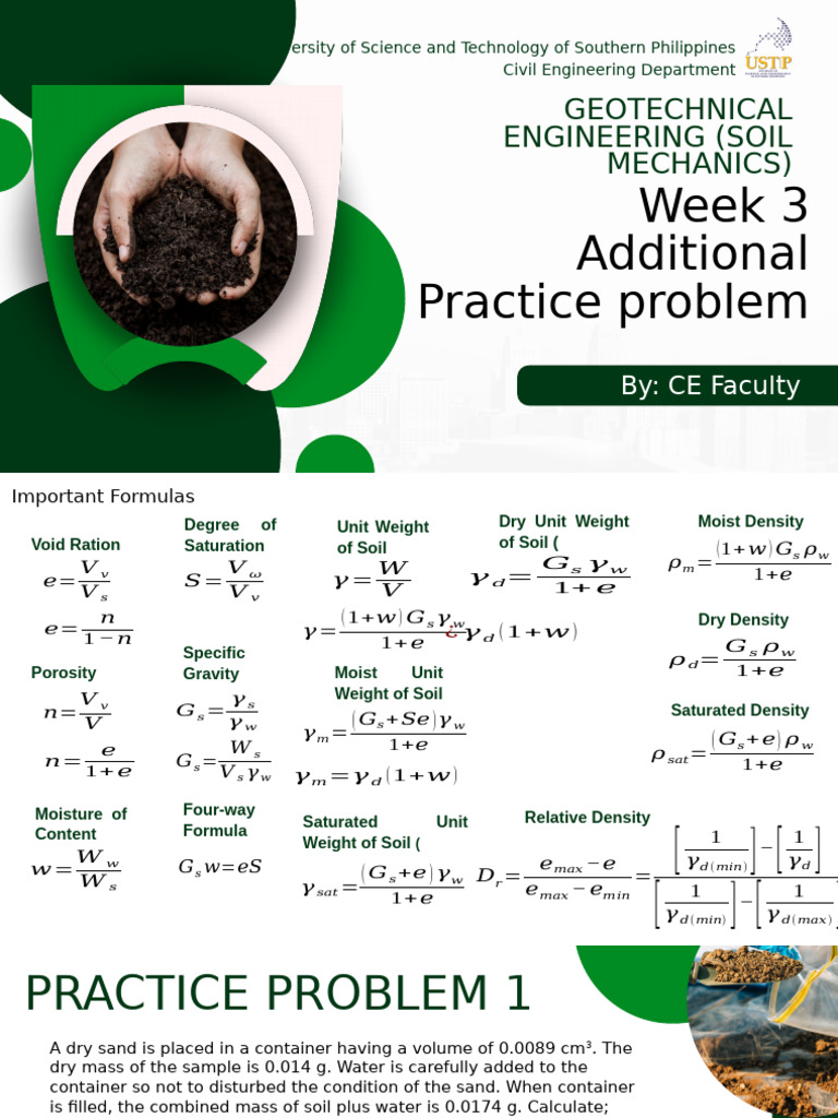 Week 3 Additional Practice Problem | PDF | Density | Geotechnical ...