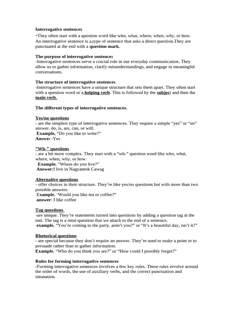Interrogative Sentences Key Notes Group 6 | PDF | Question | Human ...