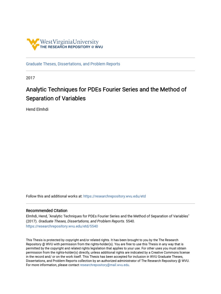 Analytic Techniques for PDEs: Fourier Series | PDF | Partial ...