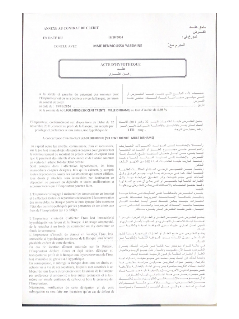 Annexe Au Contrat de Credit | PDF