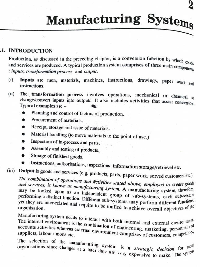 Unit 2_Manufacturing Systems | PDF | Mass Production | Production And ...