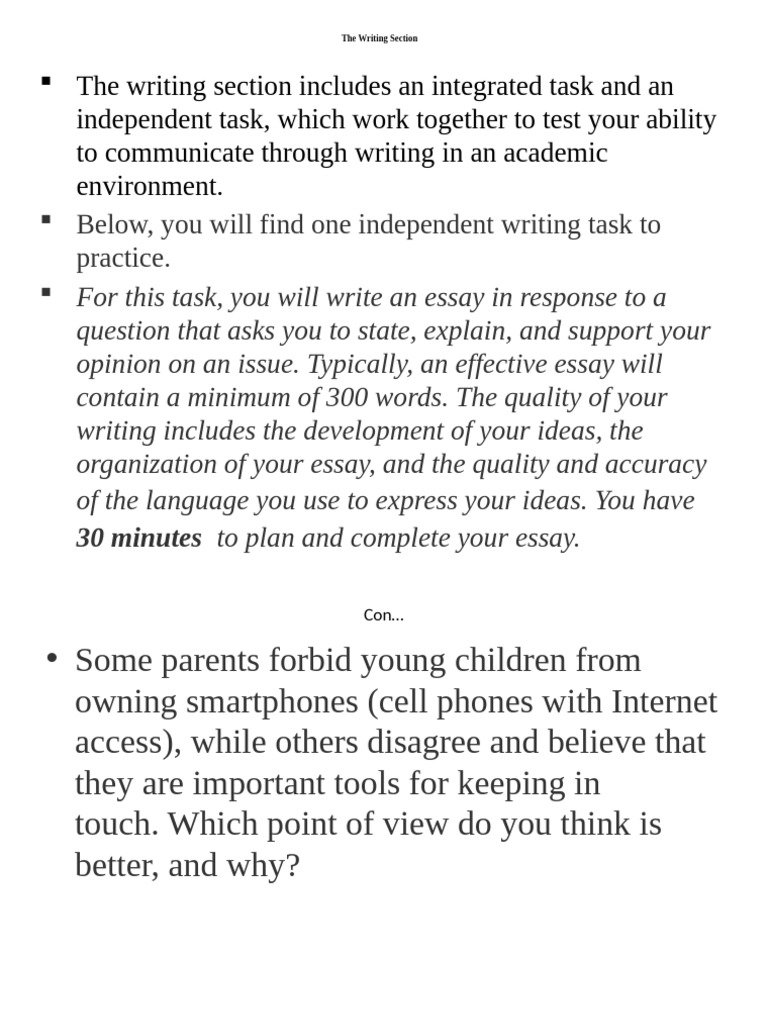 ELIC The Writing section | PDF