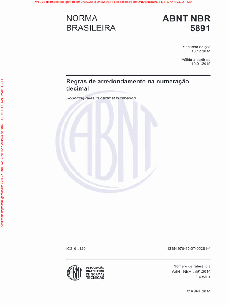 Norma ABNT NRB 5891 1977 - Arredondamentos | PDF