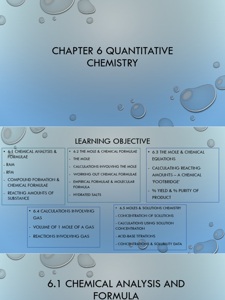 Quantitative Chemistry: Moles & Formulas | PDF | Mole (Unit) | Chemical ...