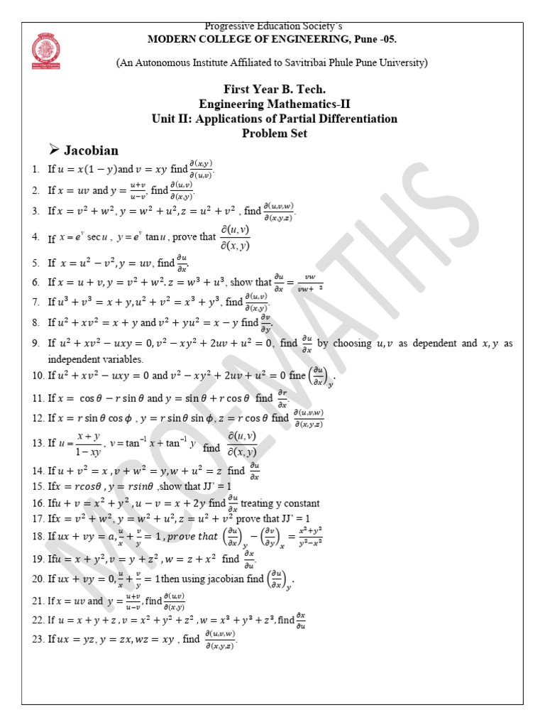 Problem Set-II - Applications of Partial Differentiation | PDF | Area