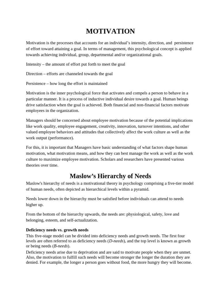 Understanding Employee Motivation Theories | PDF | Motivational ...