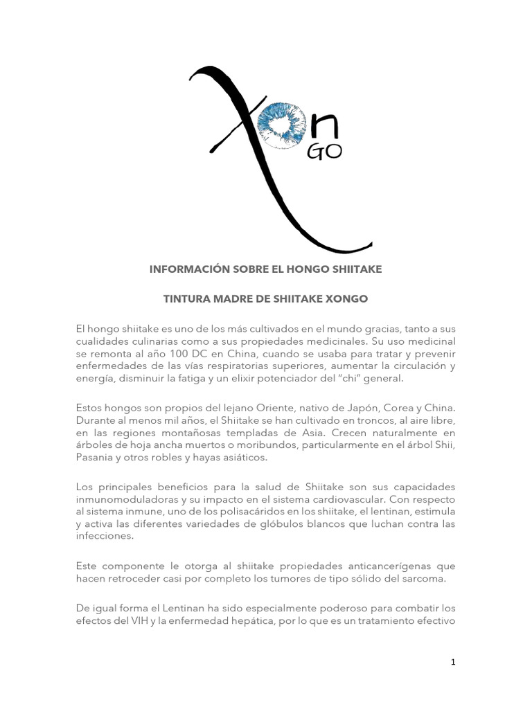 Información Sobre El Hongo Shiitake | PDF | Hongo | Vitamina