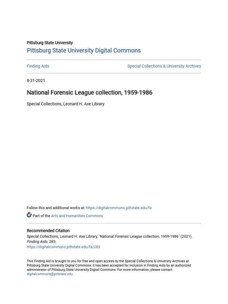 National Forensic League Collection 1959-1986 | PDF | Sources