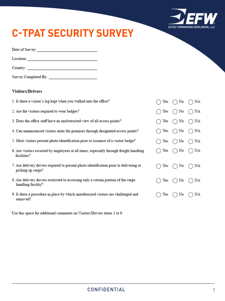 EFW 2603 C-TPAT Security Survey | PDF | Physical Security
