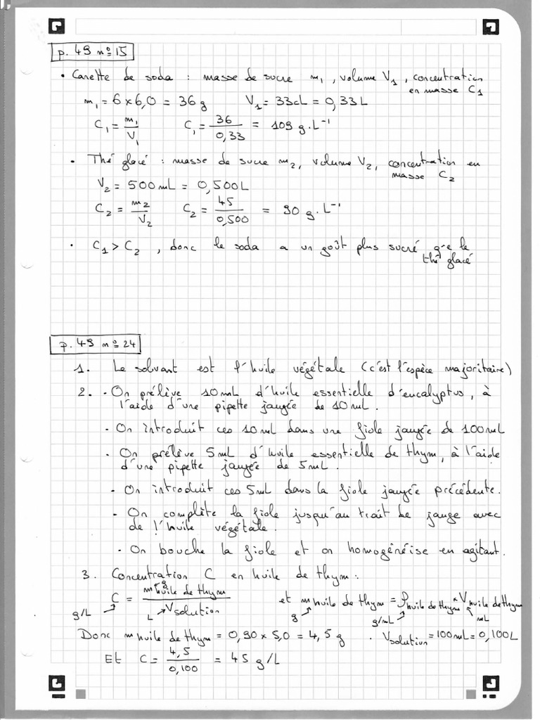 Corrigés Exos Chap 3001 | PDF