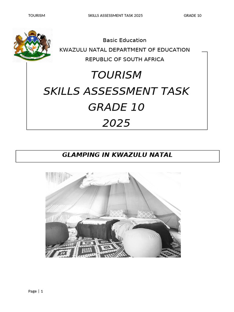 Grade 10 Tourism Skills Task 2025 | PDF