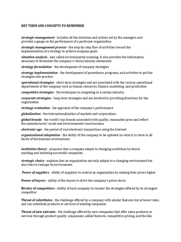 Strategic Management Concepts Overview | PDF | Strategic Management ...