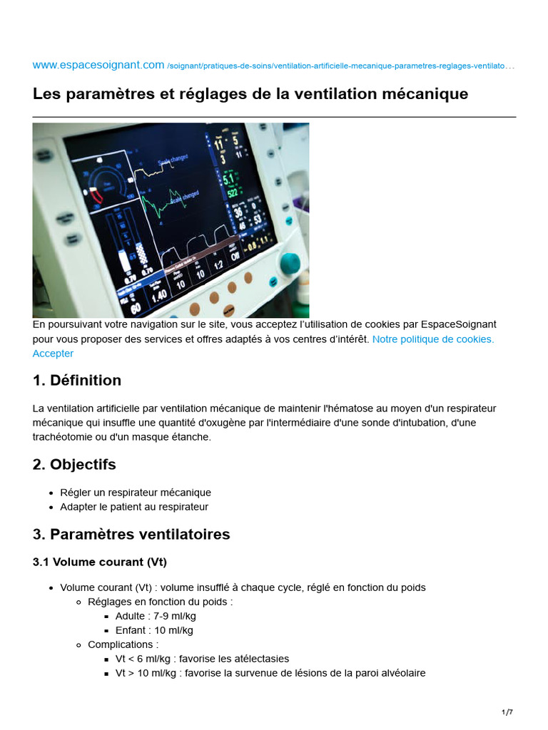 Paramètres de la ventilation mécanique | PDF | Respiration | Respiration