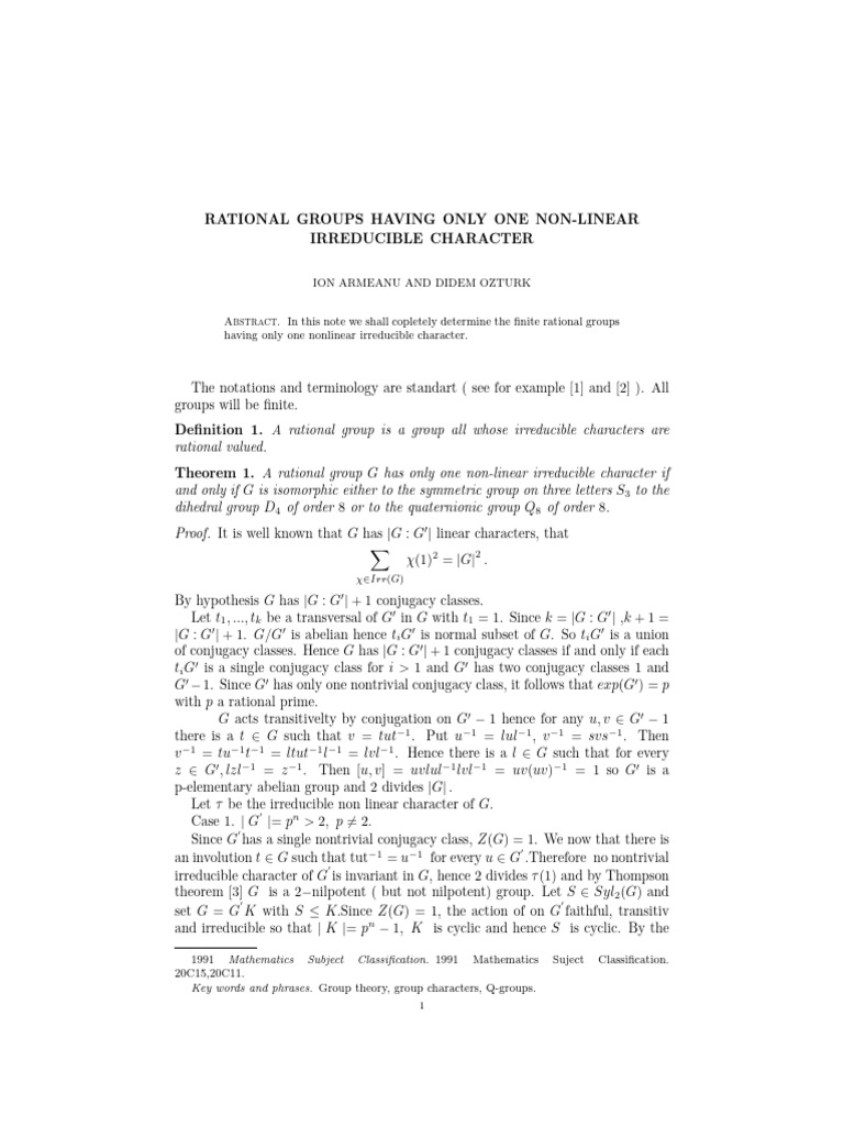 One nonlin | PDF | Group (Mathematics) | Algebraic Structures