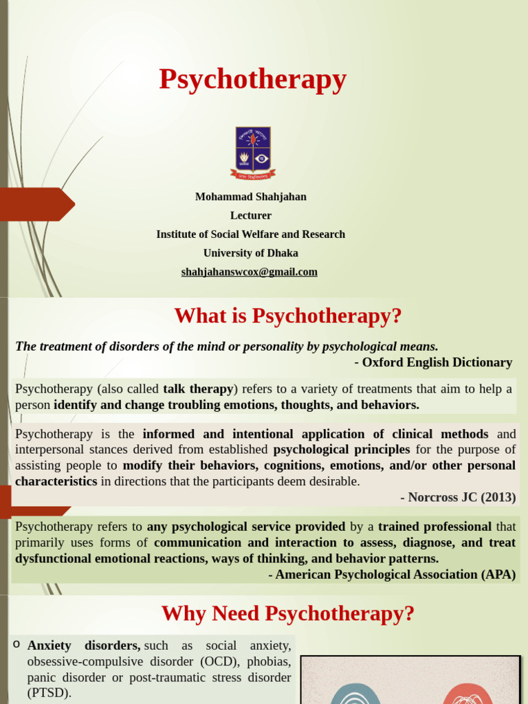 Psychotherapy | PDF | Psychotherapy | Mental Disorder