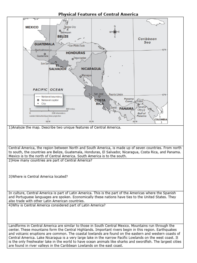 Physical Features of Central America | PDF | Central America | Earth ...