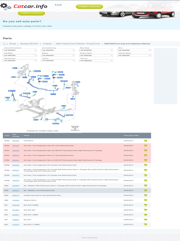Europe, Mustang CZG 2015-, 2 Chassis, 20401 Chassis - Front X Member ...
