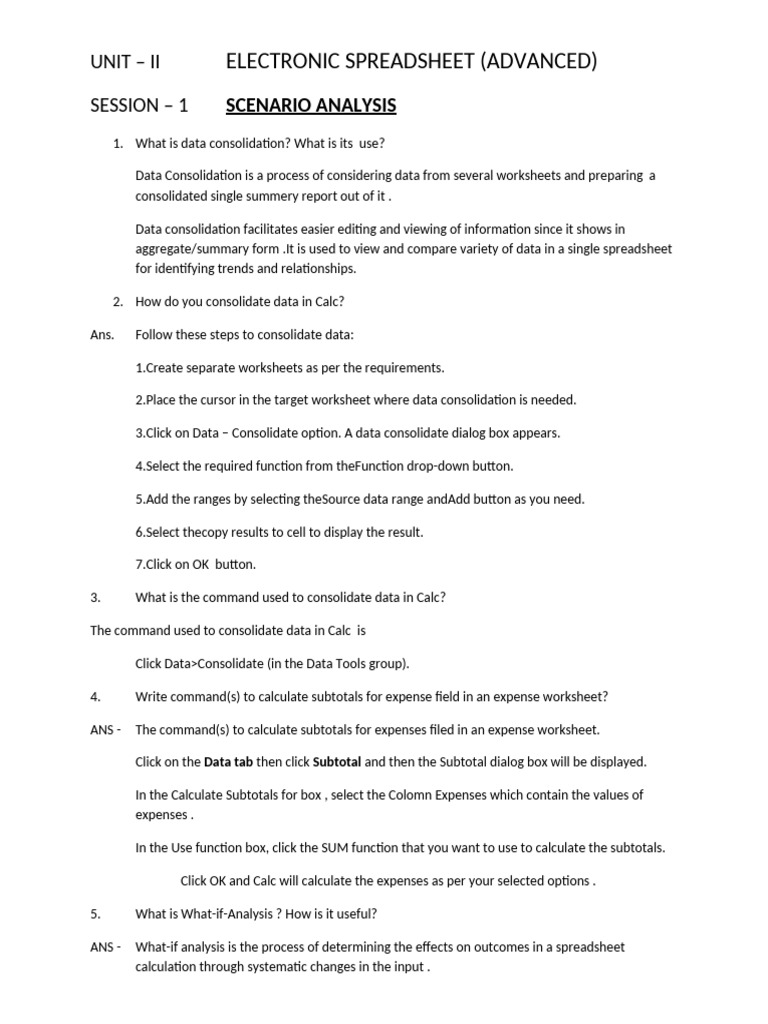 Electronic Spreadsheet Advanced Answers | PDF | Spreadsheet | Hyperlink