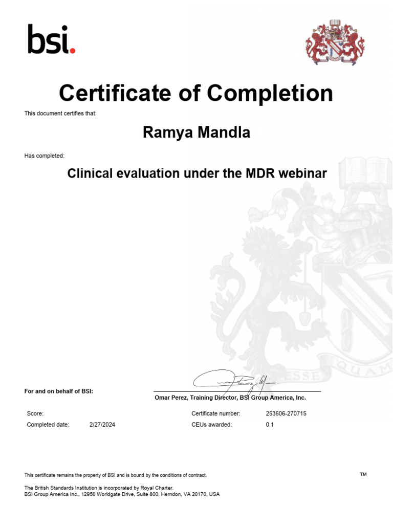 CLINICAL EVALUATION-MDR-Certificate253606-270715 | PDF