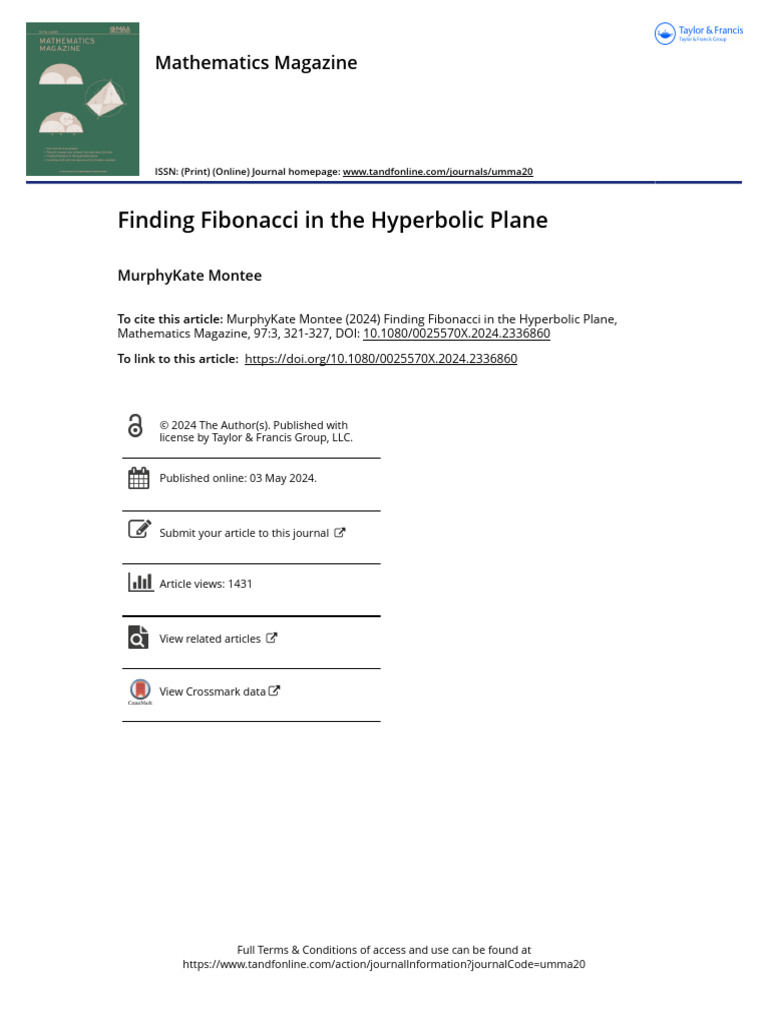 Finding Fibonacci in The Hyperbolic Plane | PDF | Hyperbolic Geometry | Triangle