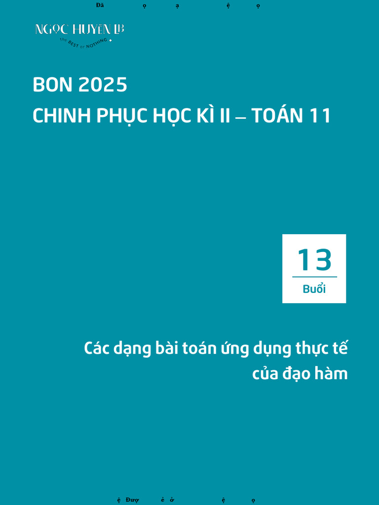 2 5 (Ngọc Huyền LB) BON 2025 - Chinh phục HKII Toán 11 Buổi 13. Các dạng bài toán ứng dụng thực ...
