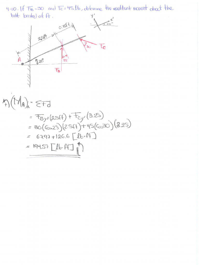 Hibbeler Engineering Mechanics Statics Chapter 4 P4.10 | PDF