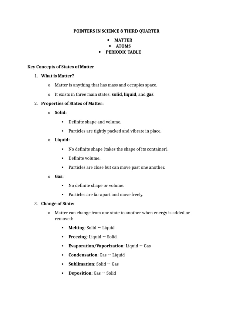 Science 8: Matter and Atoms Basics | PDF | Ion | Atoms