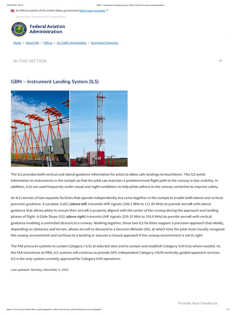 GBN - Instrument Landing System (ILS) - Federal Aviation Administration ...