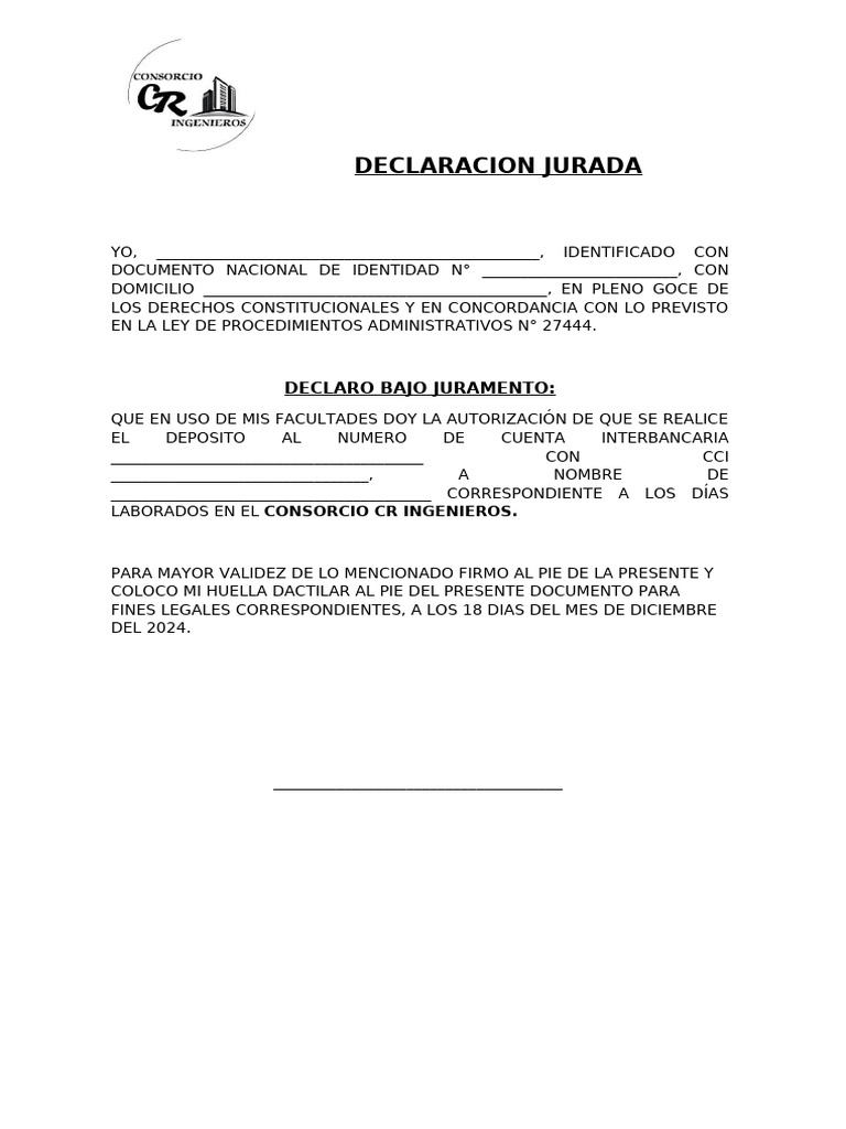 DECLARACION JURADA | PDF DECLARACION JURADA | PDF