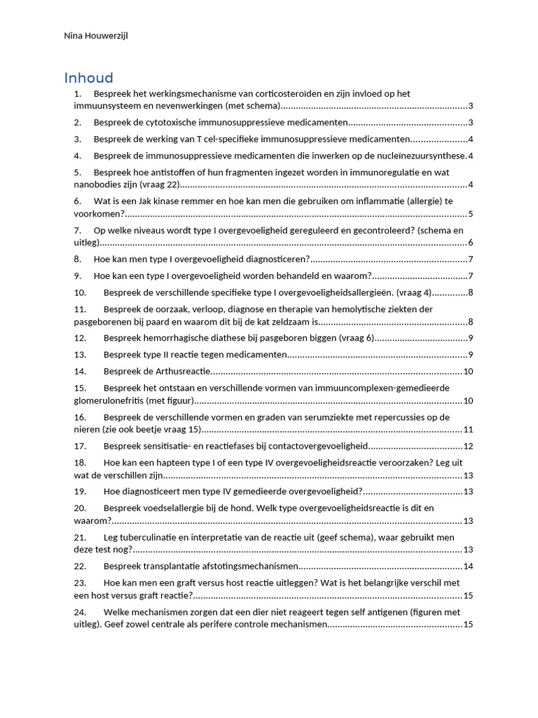 Immunopathologie - SV vragen klad | PDF