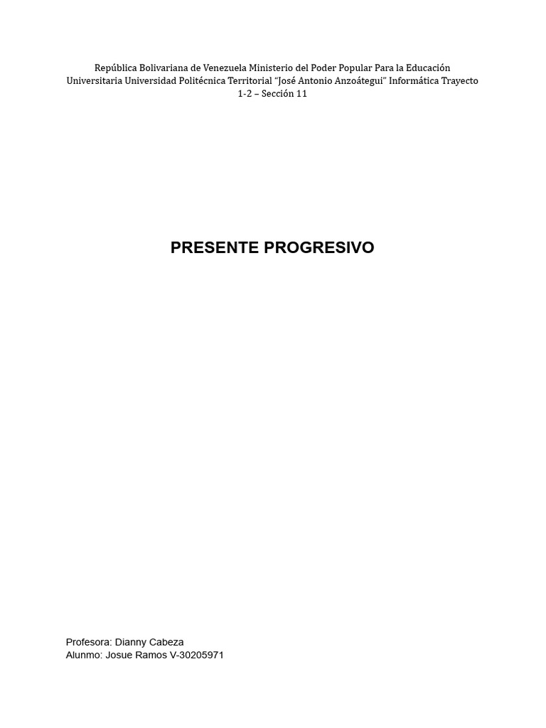 Presente Progresivo en Inglés: Guía Completa | PDF | Verbo | Asunto ...