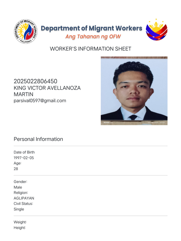 Onlineservices.dmw.Gov.ph OnlineServices (S(Tygdf2okbqcgcmewdnh2w2pg)) Main PrintResume.aspx | PDF