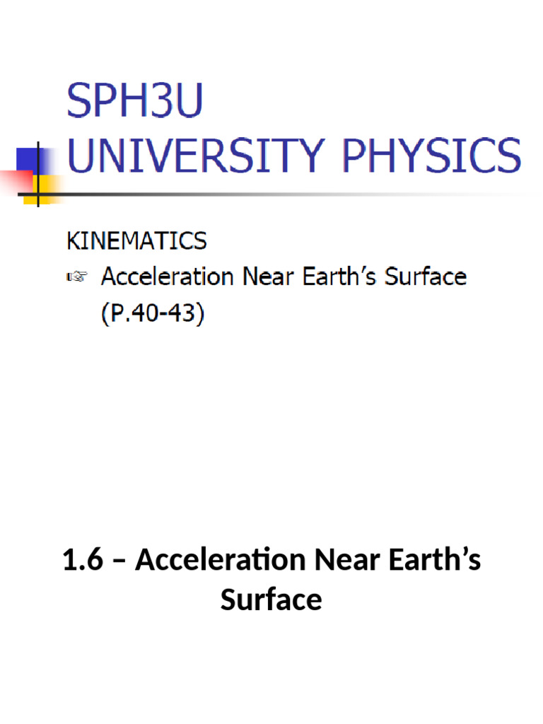 1.6 - Acceleration Near Earths Surface | PDF