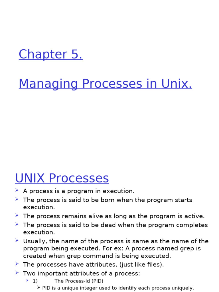 Chapter 5 Process Managment in Unix (1) | PDF | Process (Computing) | Kernel (Operating System)