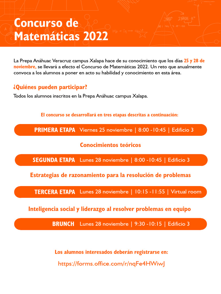 Concurso Matematicas Prepa Xalapa 2022 Anahuac | PDF