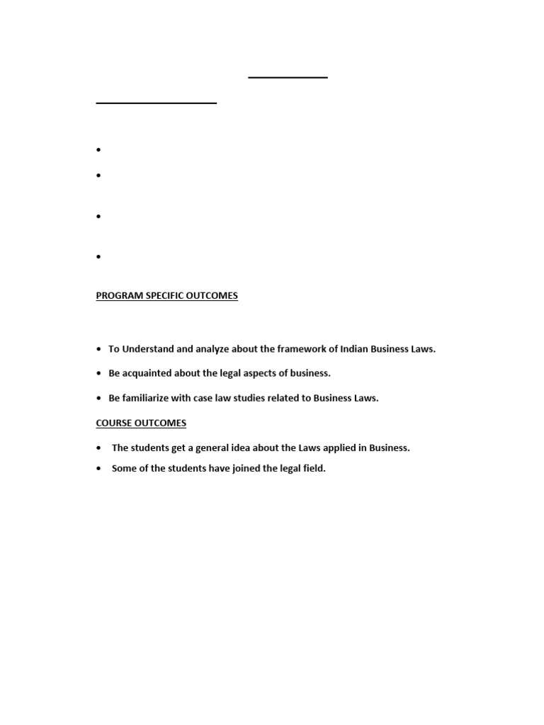 Business Law Program Outcomes | PDF