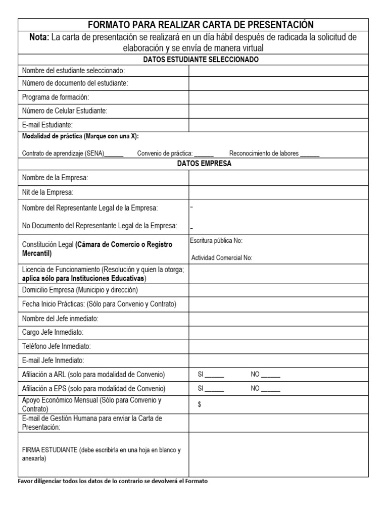 Formato Carta de Presentación Prácticas | PDF