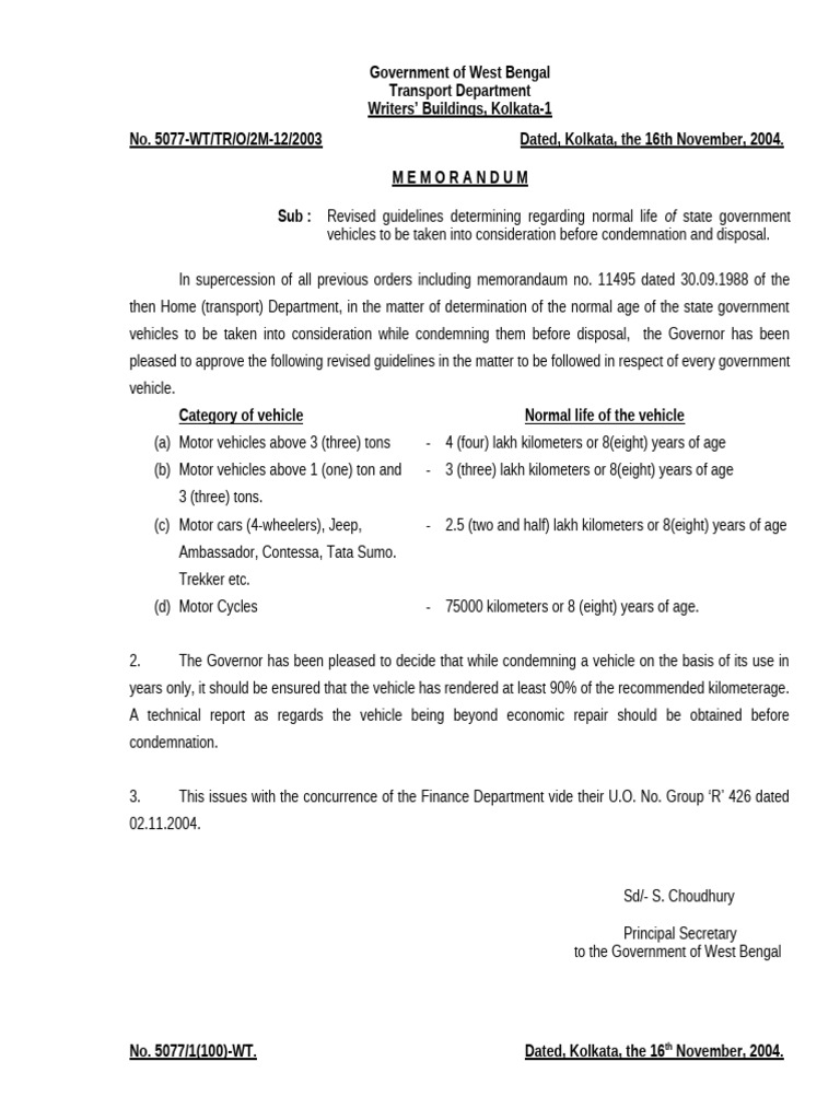 Vehicle Condemnation Guidelines in WB | PDF | Transport | Vehicles