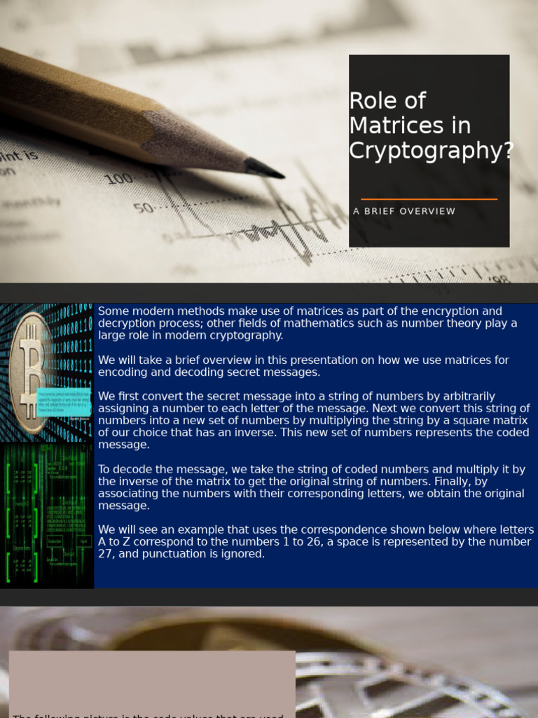 Role of Matrices in Cryptography?: A Brief Overview | PDF