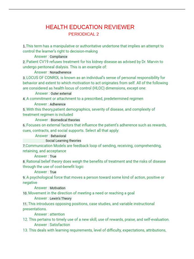 Hes 008 Reviewer p2 | PDF | Literacy | Motivation