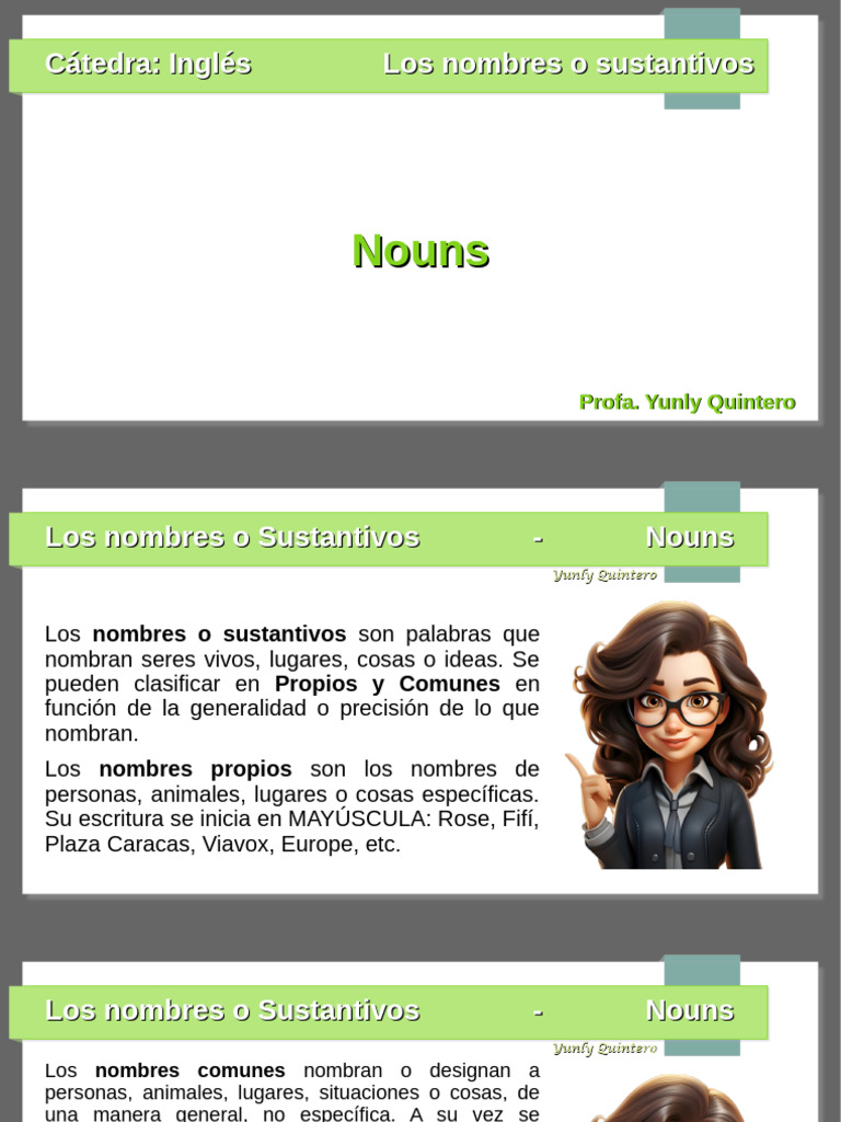 1 Los Nombres o Sustantivos | PDF