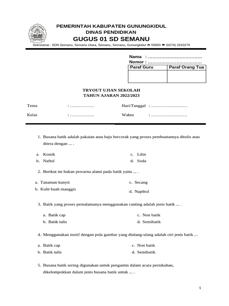 SOAL BATIK FIX | PDF