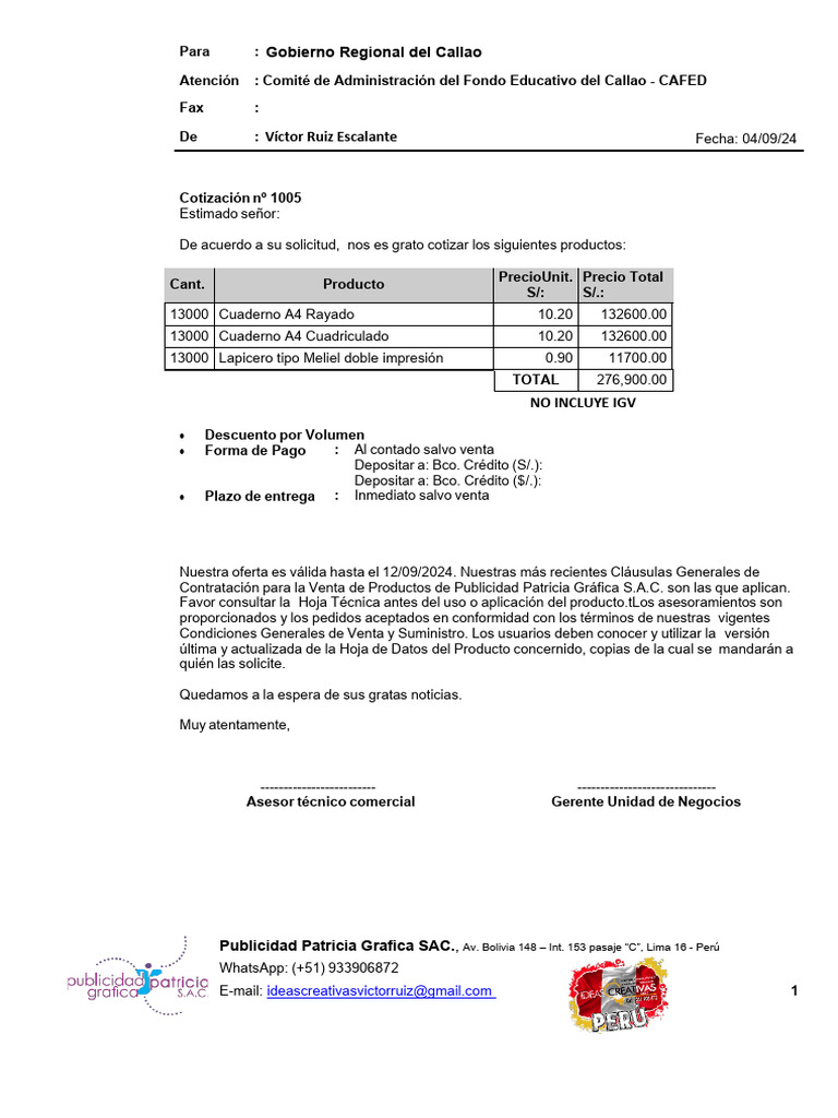 Cotización 1005 | PDF