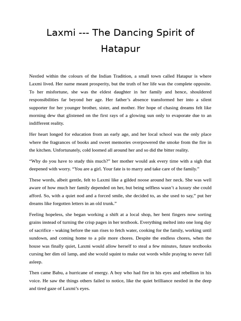Laxmi --- The Dancing Spirit of Hatapur | PDF