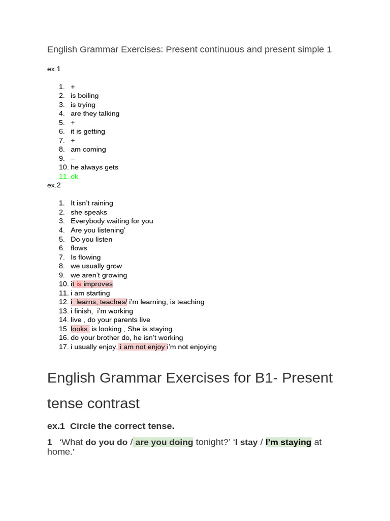 English Grammar Exercises | PDF | Linguistic Morphology | Language Mechanics