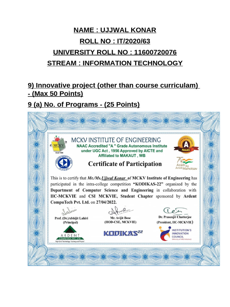 UJJWAL KONWAR MAR CERTIFICATE | PDF
