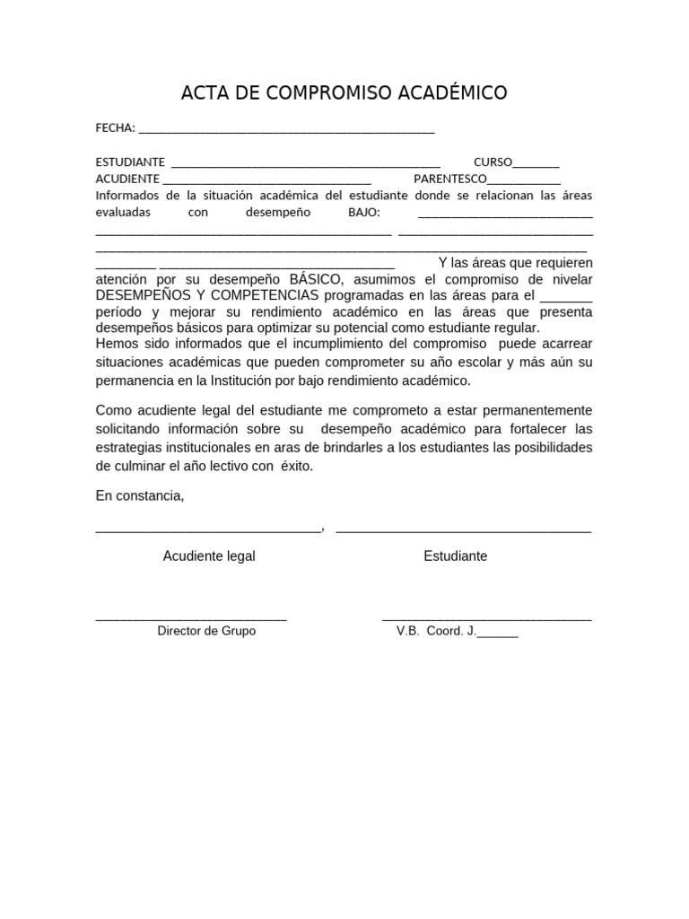 Ejemplos de Actas de Compromiso | PDF | Institución | Maestros